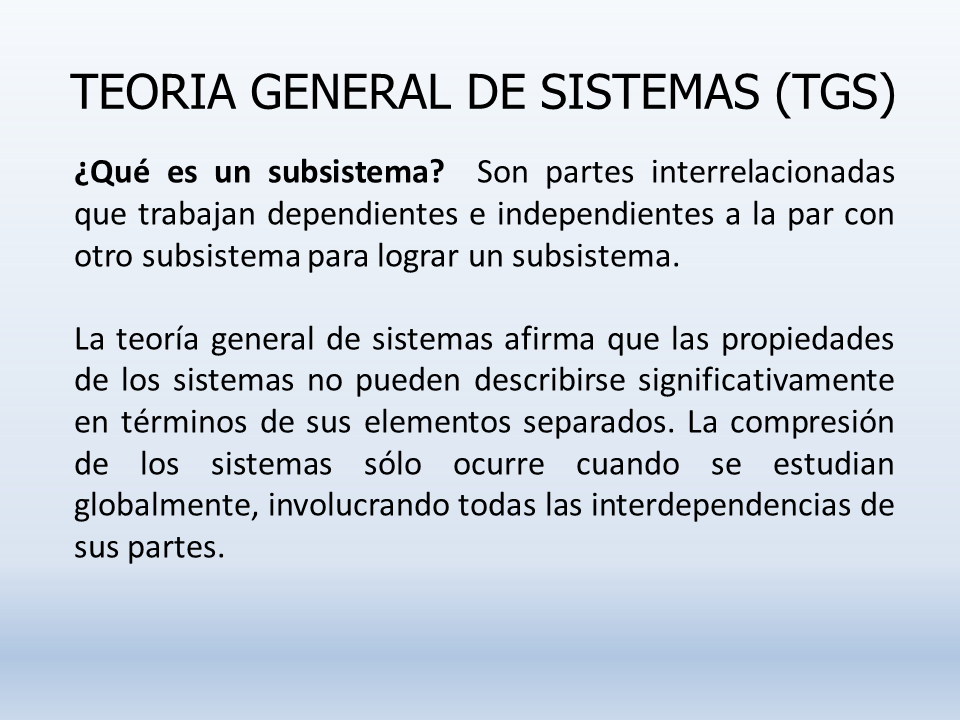 Introducción a la Teoría General de Sistemas Introducción a la Teoría General de Sistemas
